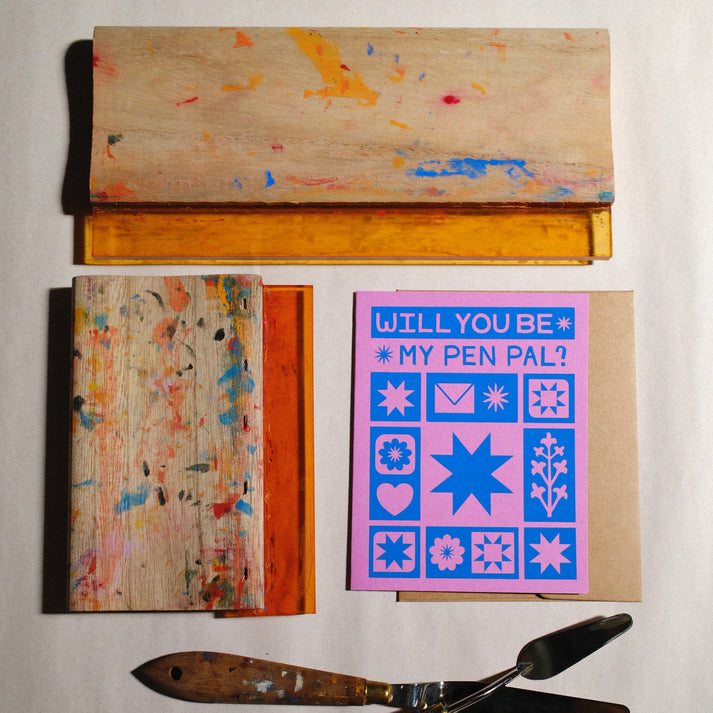 Will You Be My Pen Pal? Screen Printed Card – Lex MB Studio